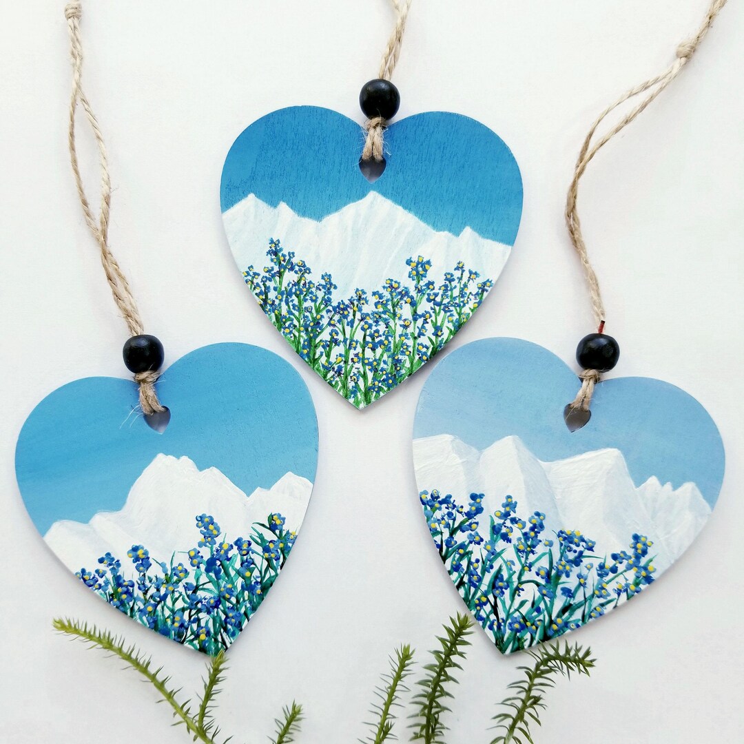Forget-me-not Valentine Mountain Art Ornament, Alaska Wildflowers, Mini ...