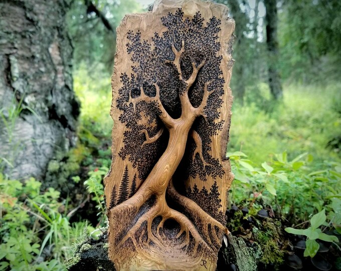 Tree Wood Spirit Carving, Original Nature Art Sculpture, Hand Carved ...