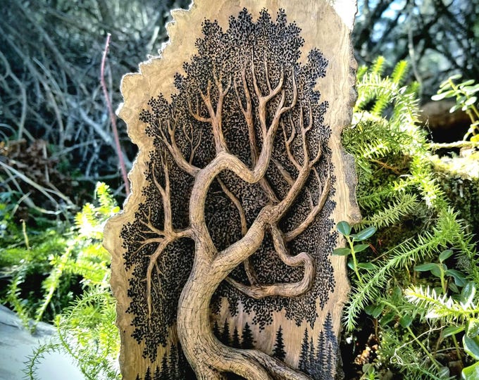 Moody Tree Wood Spirit Sculpture, Hand Carved Original Art, Rustic ...