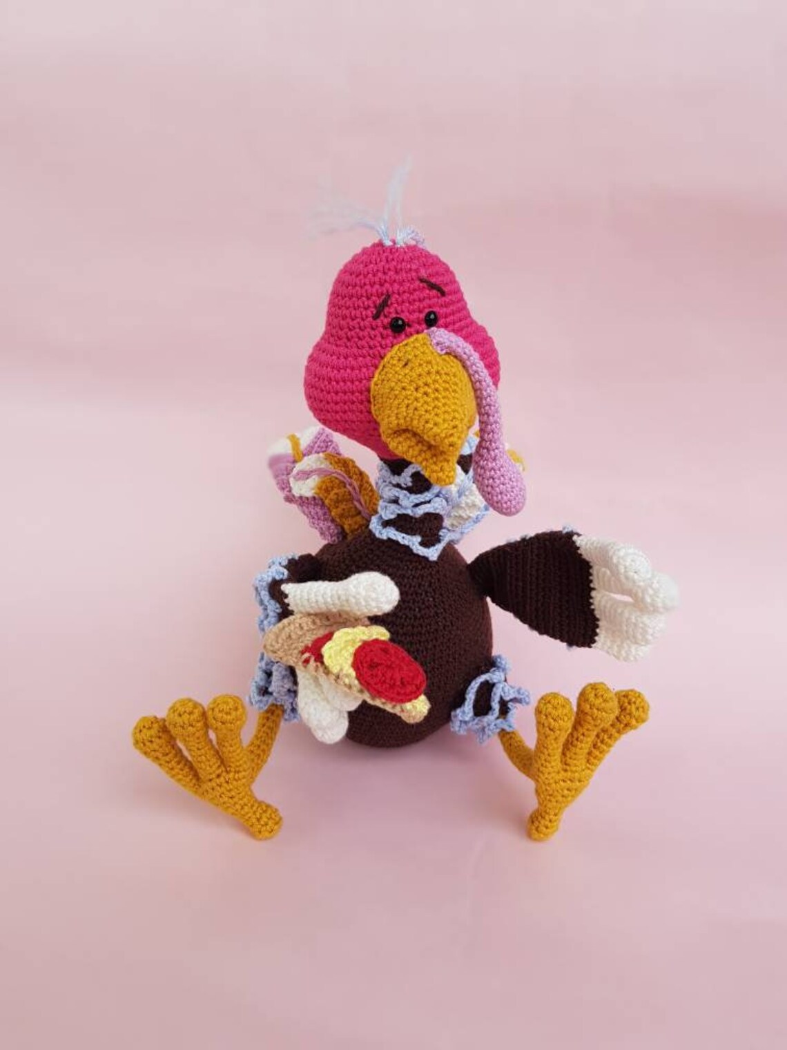 Turkey Toy Crochet PATTERN Turkey eat pizza Amigurumi doll | Etsy