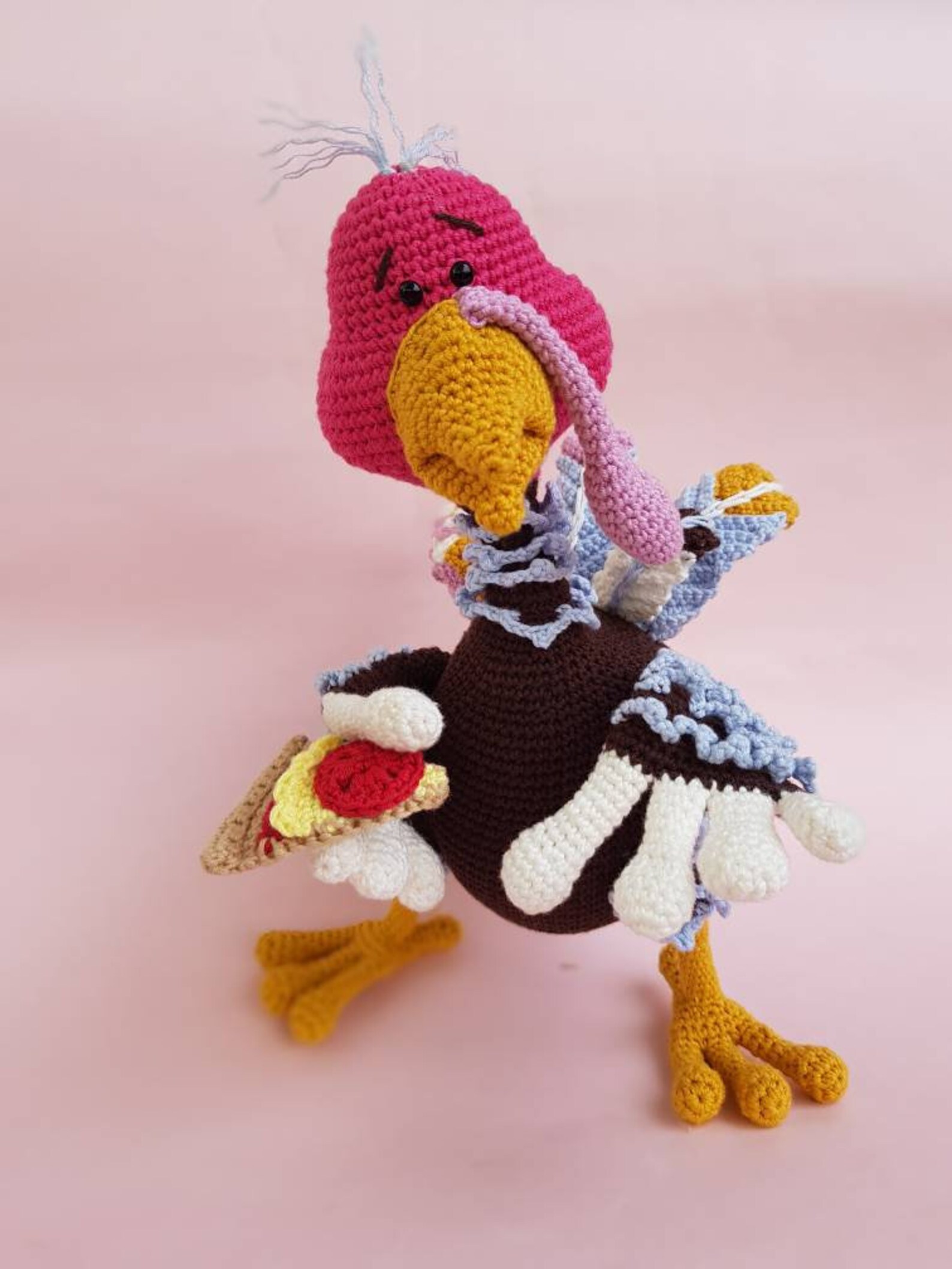 Turkey Toy Crochet PATTERN, Turkey Eat Pizza, Amigurumi Doll, Easy ...