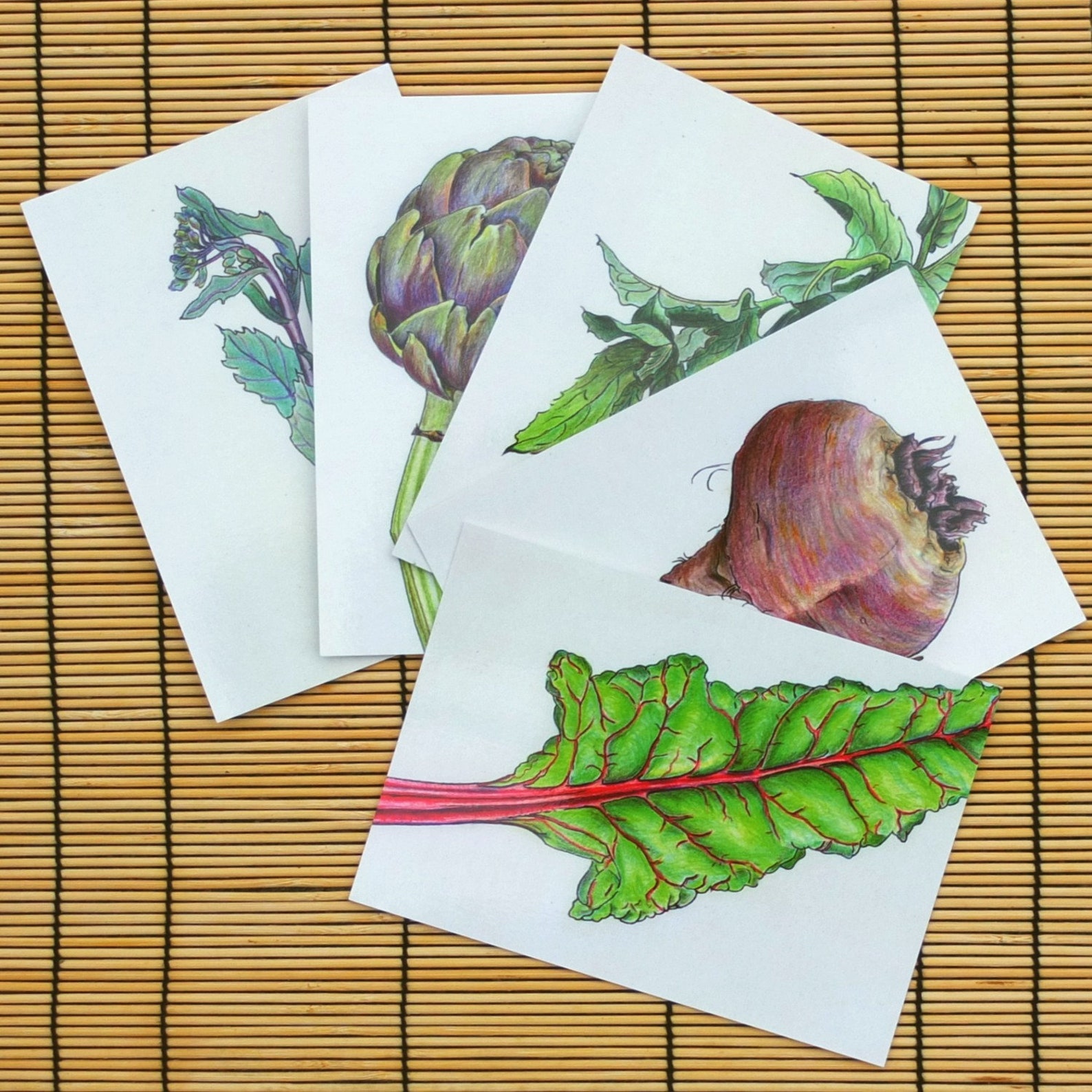 Greeting Card Pack Spring Vegetables 5 X A6 Cards, Blank Inside, for ...
