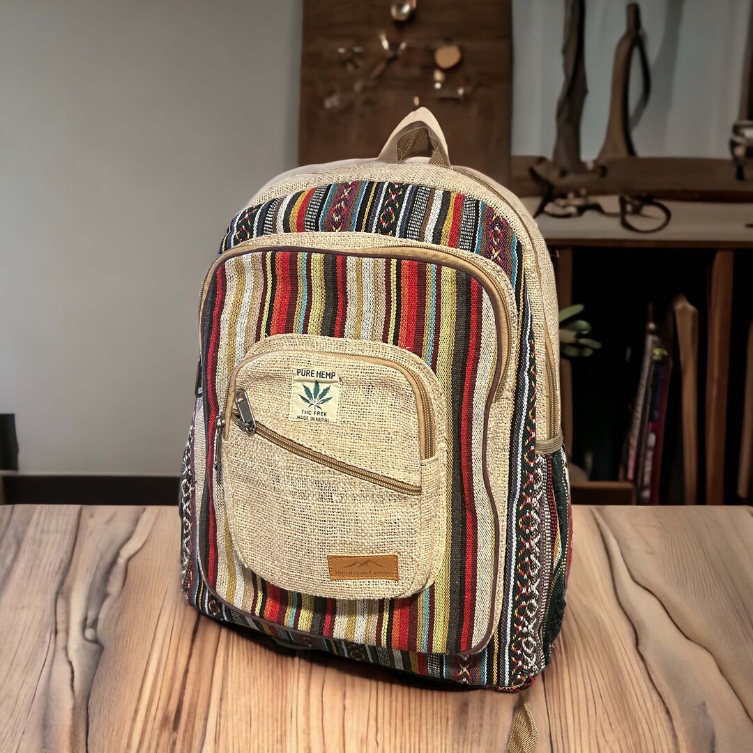 Large Double Pocket Hemp American Native Design Backpack - Etsy