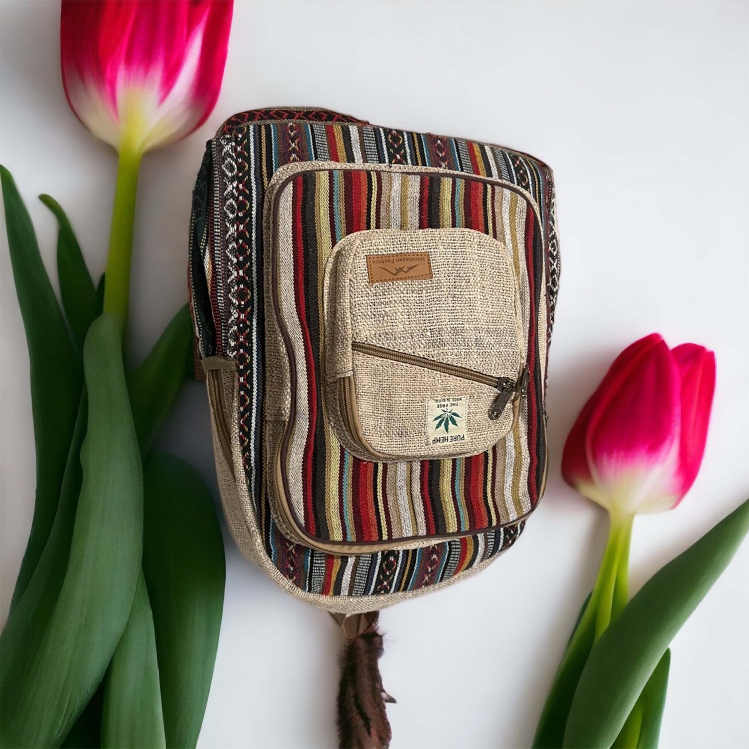 Large Double Pocket Hemp American Native Design Backpack - Etsy