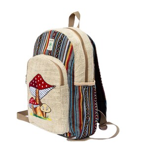 Handmade Red Mushroom Rainbow Backpack With Zippers | Hemp Travel ...