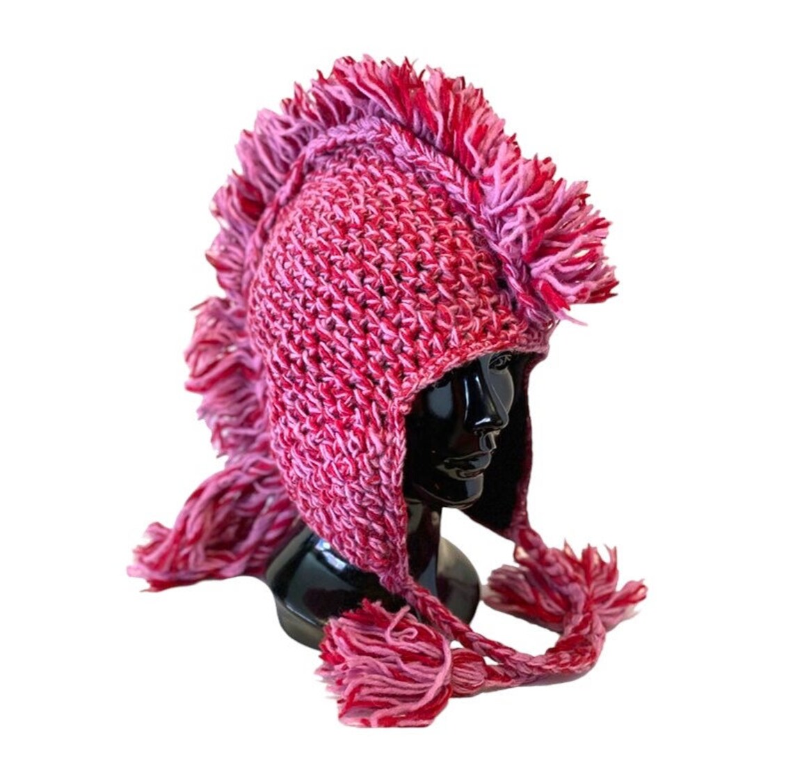 Handmade Wool Pink Mohawk Hat - One Size | 100% Wool - Handmade in ...