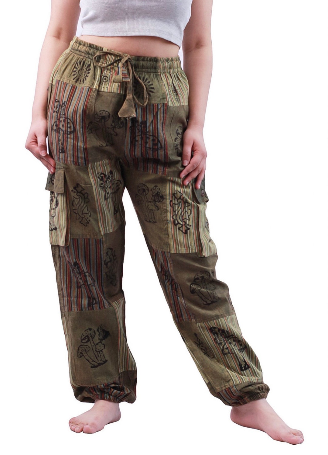 Hippie Patchwork Pants Traditional Organic Cotton Pants Unisex Boho Handmade Beach Pants Nepal ...