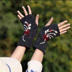 Handmade Wool Hand Warmer Mittens With Open Fingers - One Size ...