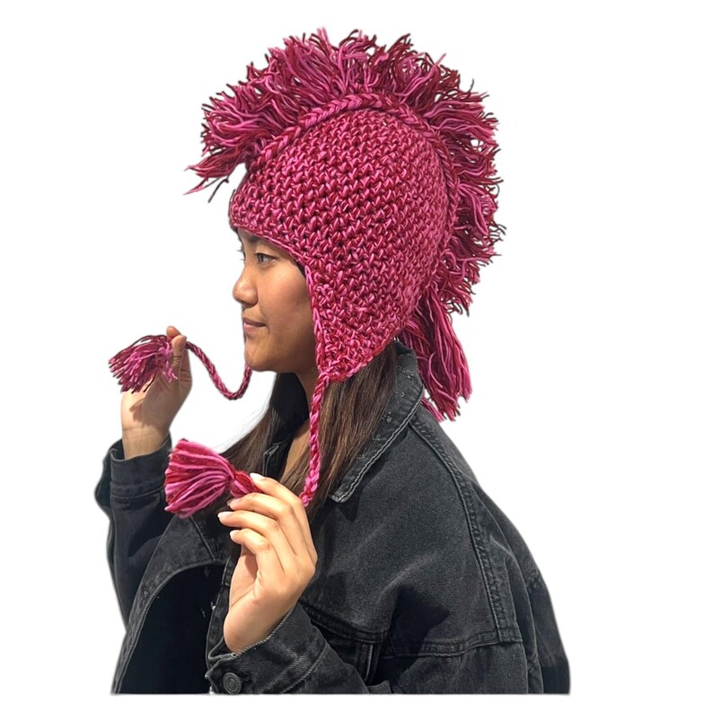 Handmade Gray Mohawk Hat - One Size | 100% Wool - Handmade in Nepal ...