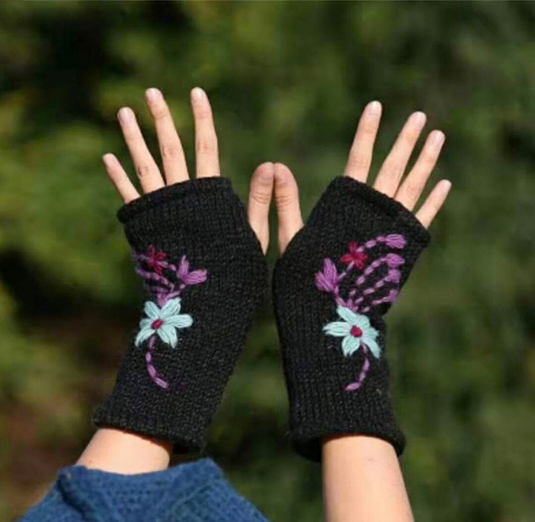 Handmade Wool Hand Warmer Mittens With Open Fingers - One Size ...