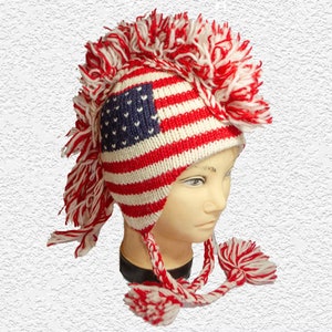 United States USA Mohawk Handmade Hat Star Design Mohawk Hat One Size ...