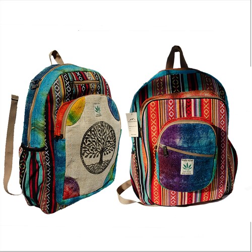 Large Double Pocket Hemp American Native Design Backpack - Etsy
