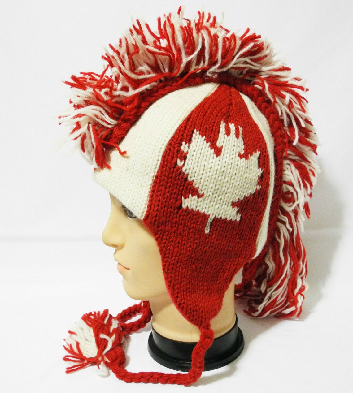 Canada Flag Mohawk Hat Beanie Pilot Handmade 100% Wool - Etsy Hong Kong