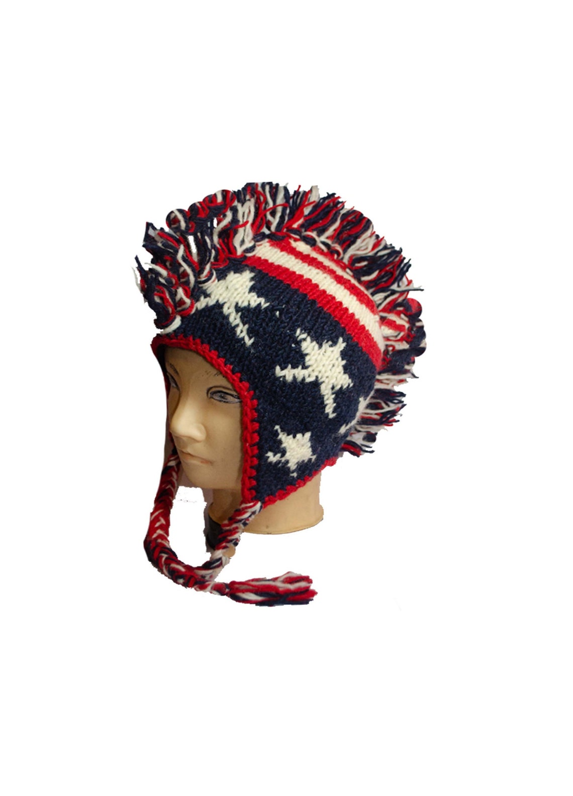 United States USA Mohawk Handmade Hat Star Design Mohawk Hat - Etsy