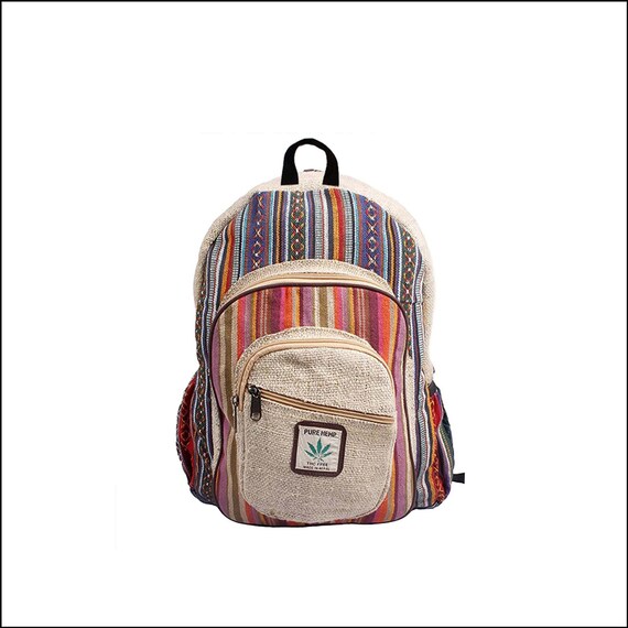 Large Double Pocket Hemp American Native Design Backpack - Etsy