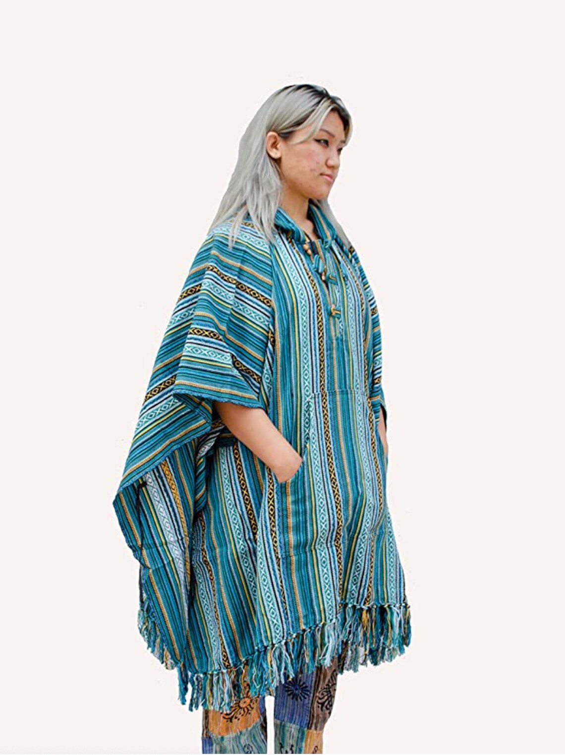 Himalayan Fashion - Mexican Poncho Men | 100% Cotton | One Size Poncho ...