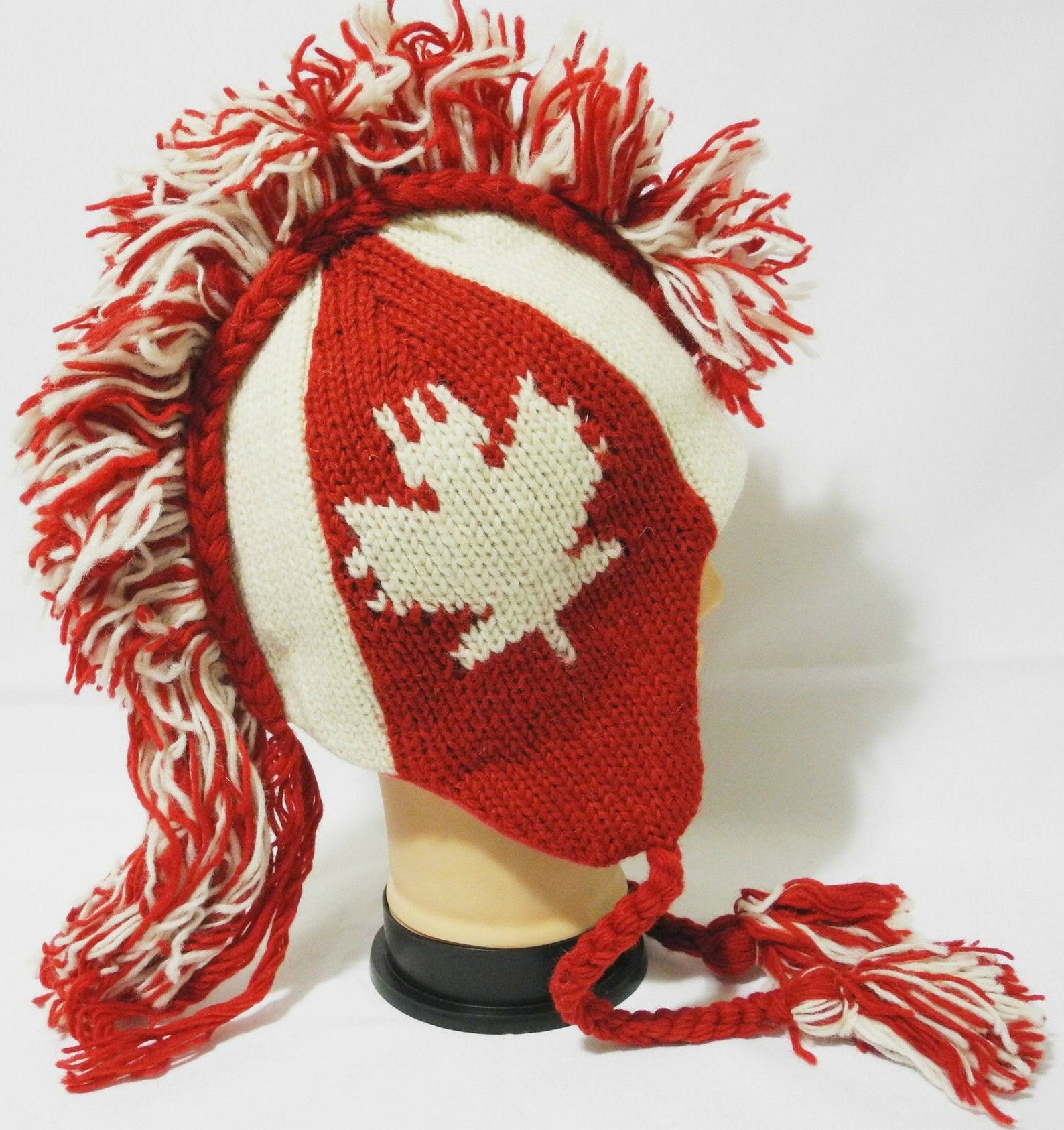 Canada Flag Mohawk Hat Beanie Pilot Handmade 100% Wool - Etsy Hong Kong