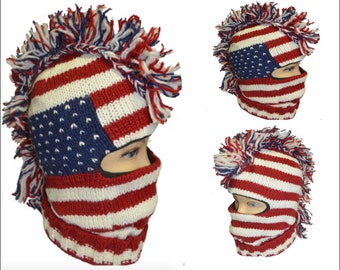 United States USA Mohawk Handmade Hat Star Design Mohawk Hat - Etsy