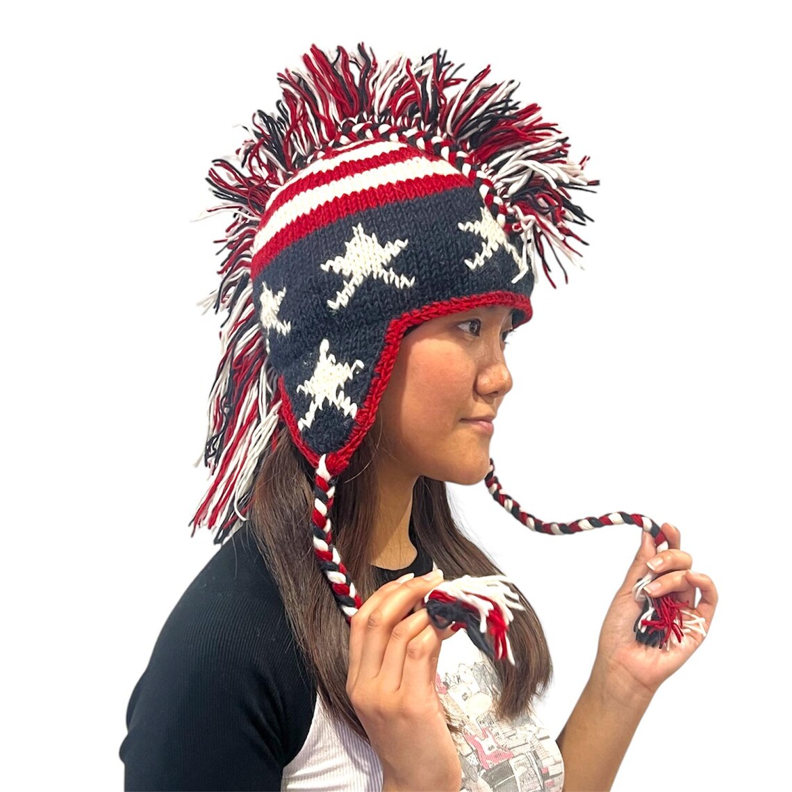 United States USA Mohawk Handmade Hat - Star Design Mohawk Hat | One ...