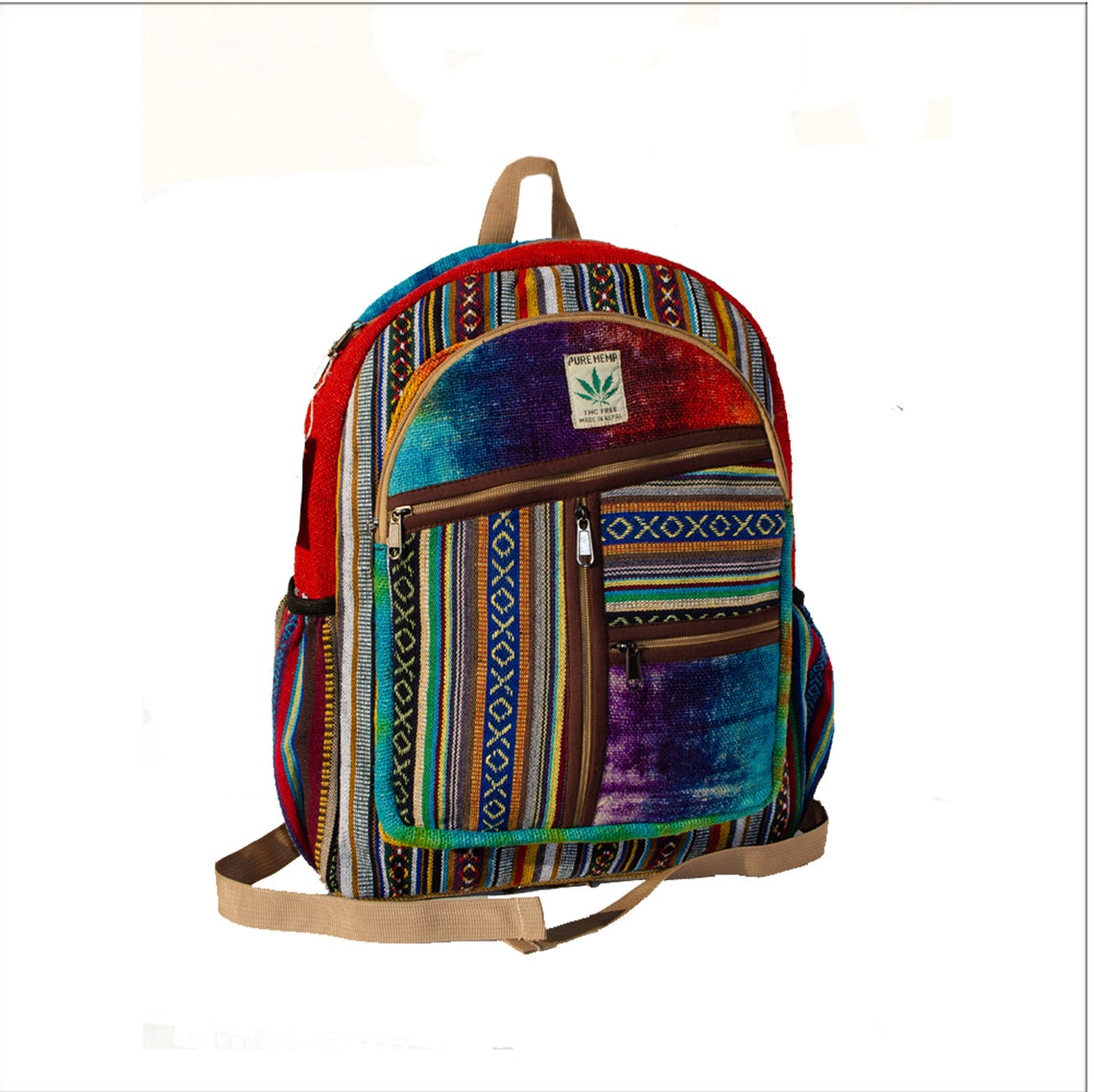 Handmade Tie Dye Rainbow Backpack With Zippers Hemp Travel - Etsy
