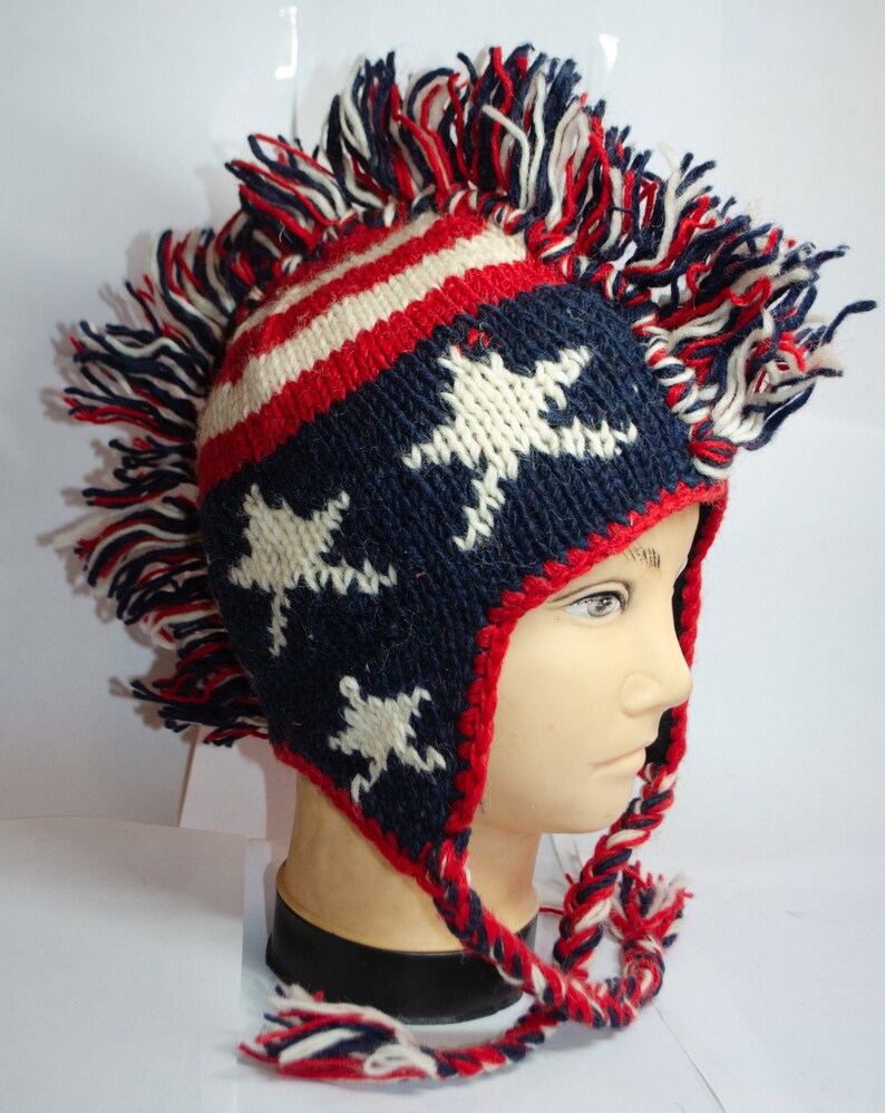 United States USA Mohawk Handmade Hat Star Design Mohawk Hat - Etsy