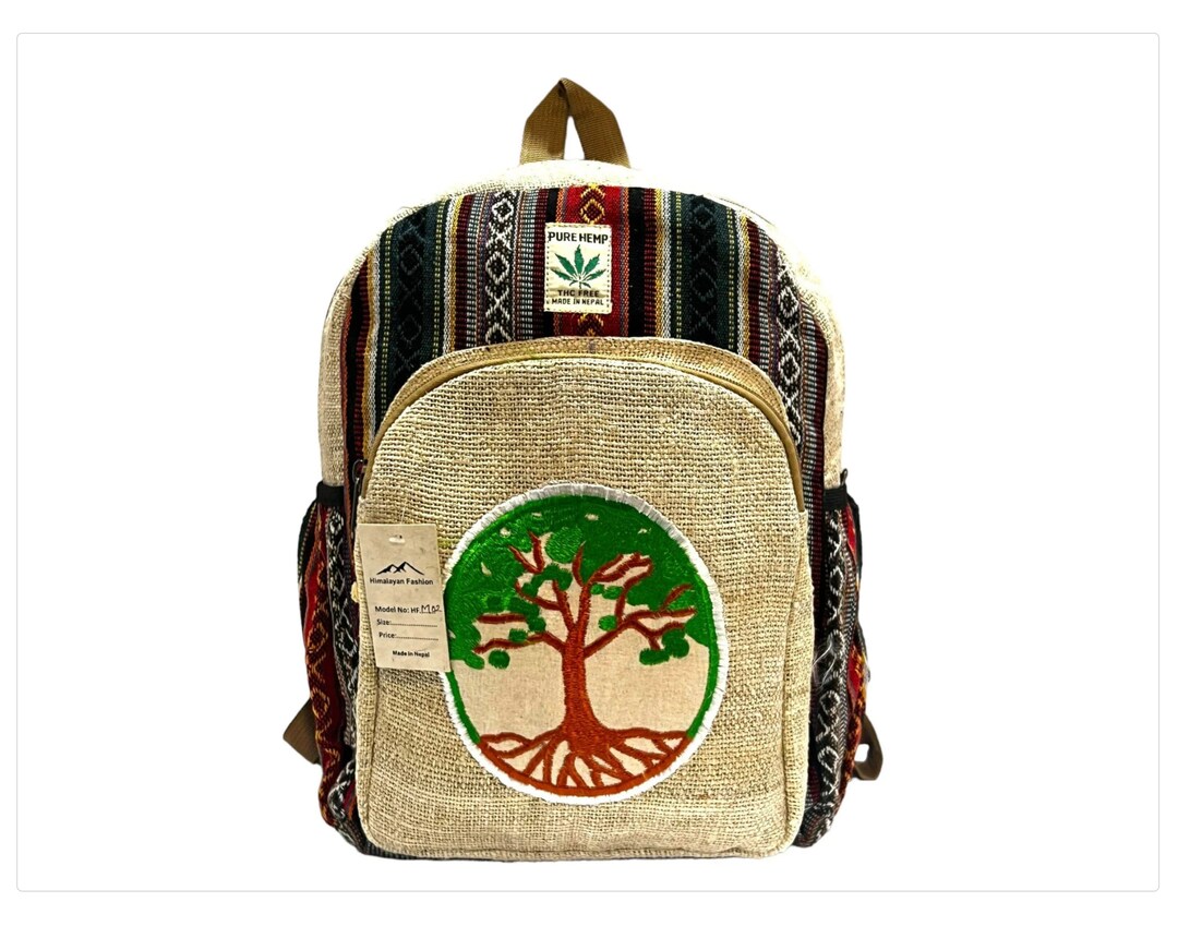 Mini Hemp Backpack: Handmade Tree of Life Design, Boho Travel Bag - Etsy