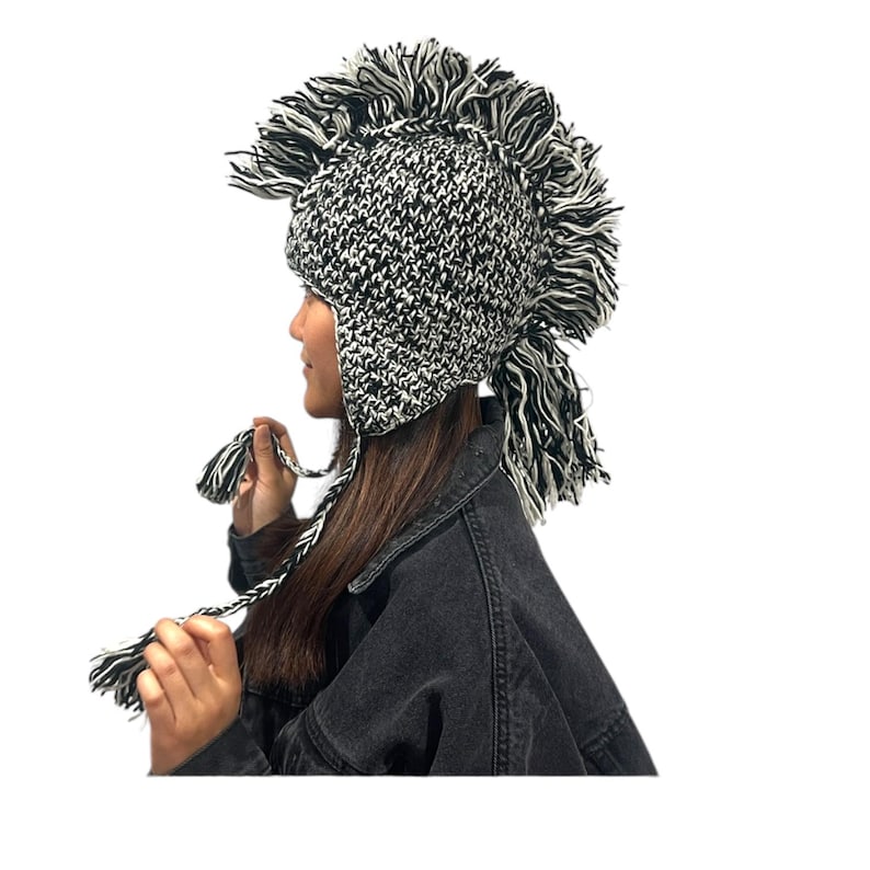 Handmade Gray Mohawk Hat - One Size | 100% Wool - Handmade in Nepal ...