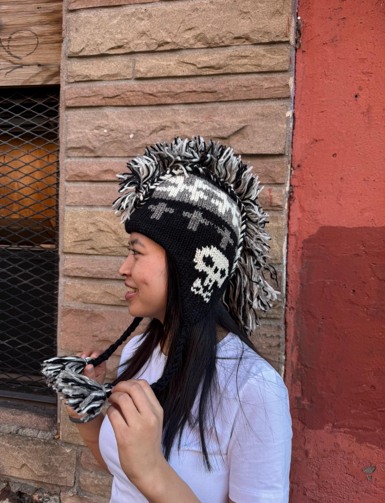 Himalayan Fashion Kids Mohawk Hat - Kids Bone Skull and USA Mohawk ...