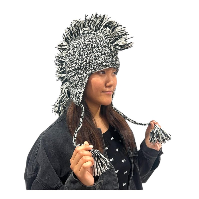 Handmade Gray Mohawk Hat - One Size | 100% Wool - Handmade in Nepal ...