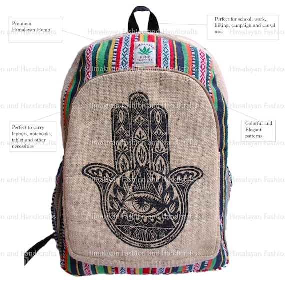 Large Hamsa Hemp American Native Design Backpack | Etsy
