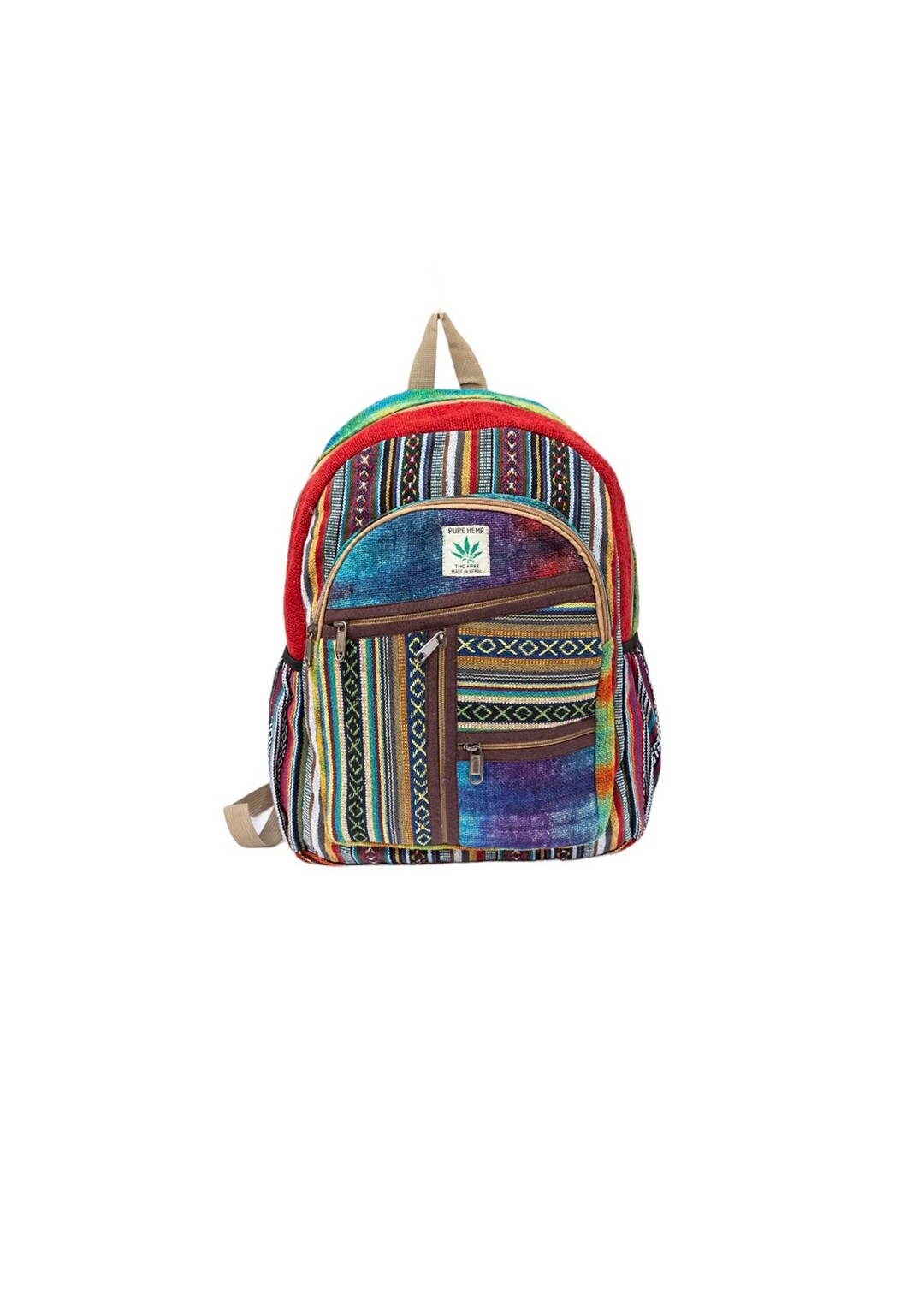 Handmade Tie Dye Rainbow Backpack With Zippers Hemp Travel Backpack One ...