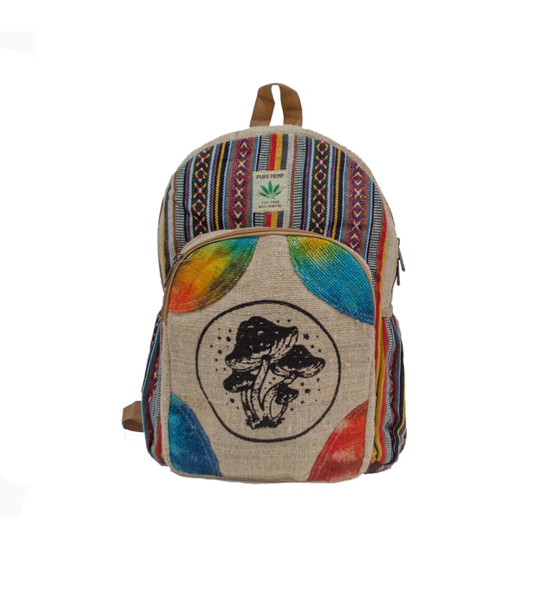 Large Double Pocket Hemp American Native Design Backpack: Hamsa, Yin ...