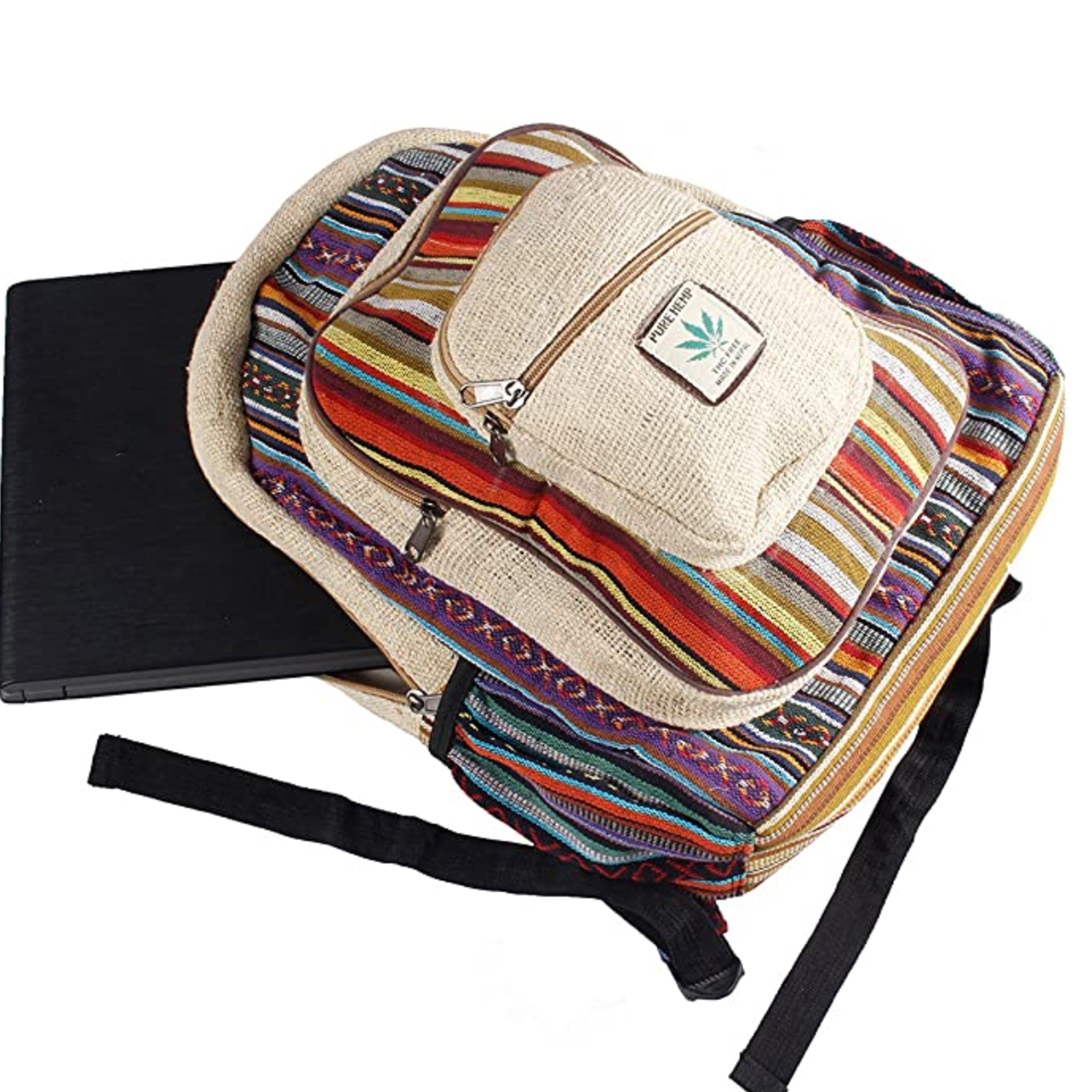 Large Double Pocket Hemp American Native Design Backpack - Etsy