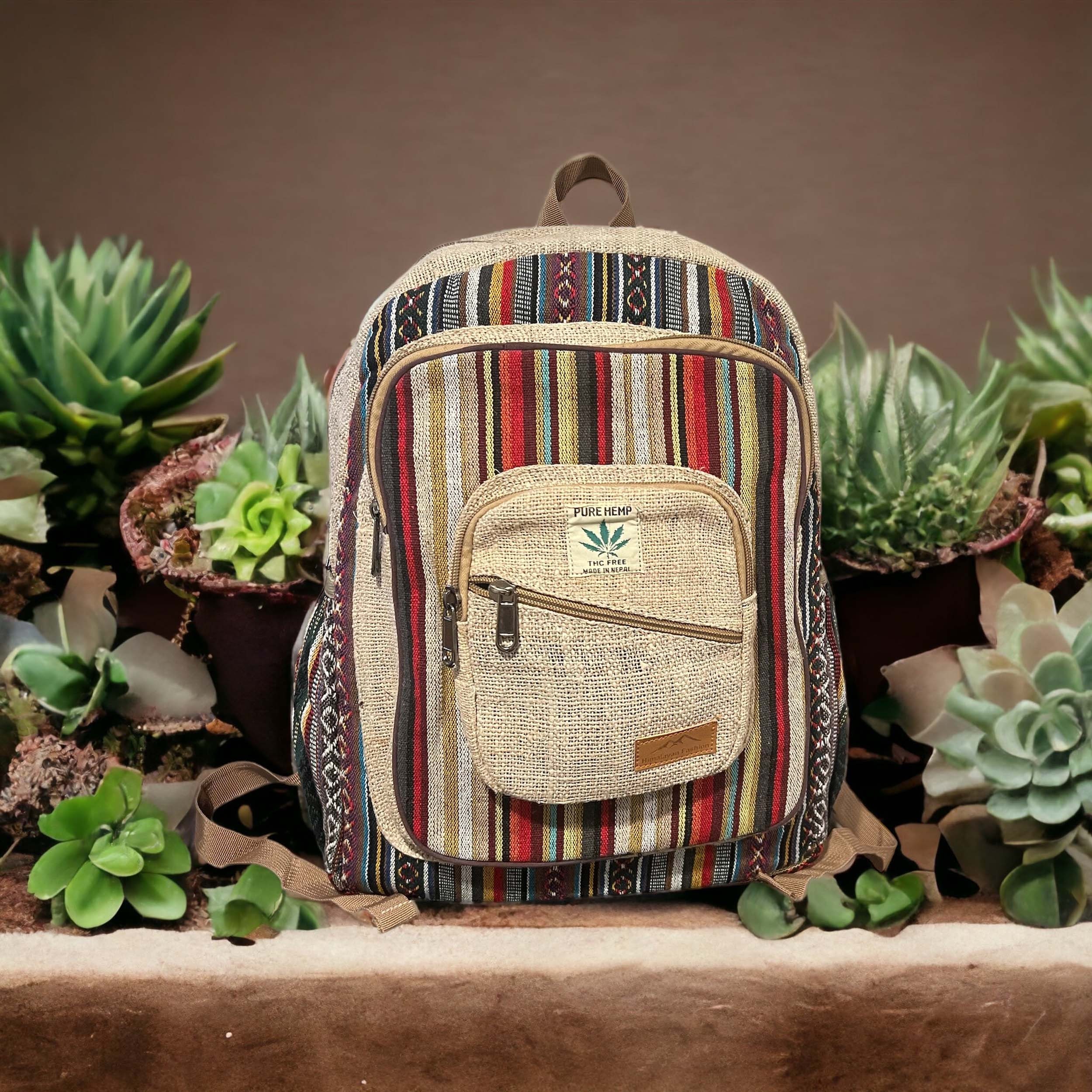 Large Double Pocket Hemp American Native Design Backpack - Etsy