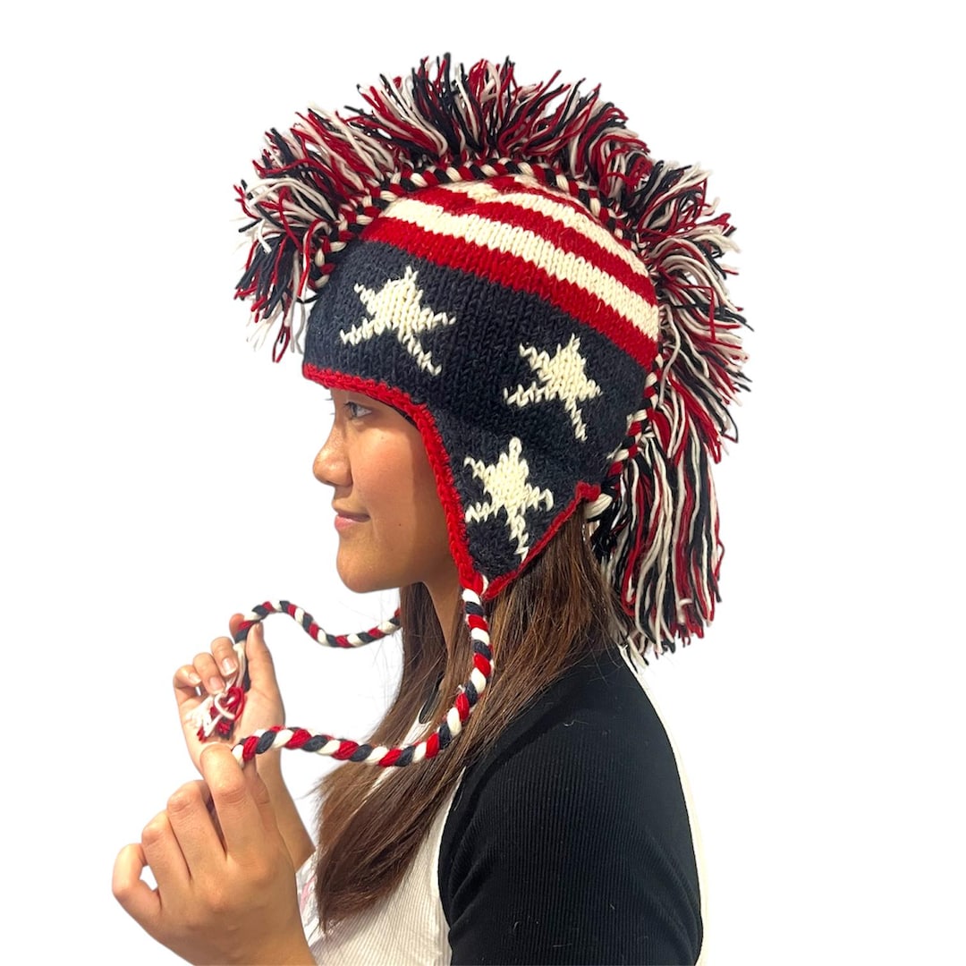 United States USA Mohawk Handmade Hat - Star Design Mohawk Hat | One ...