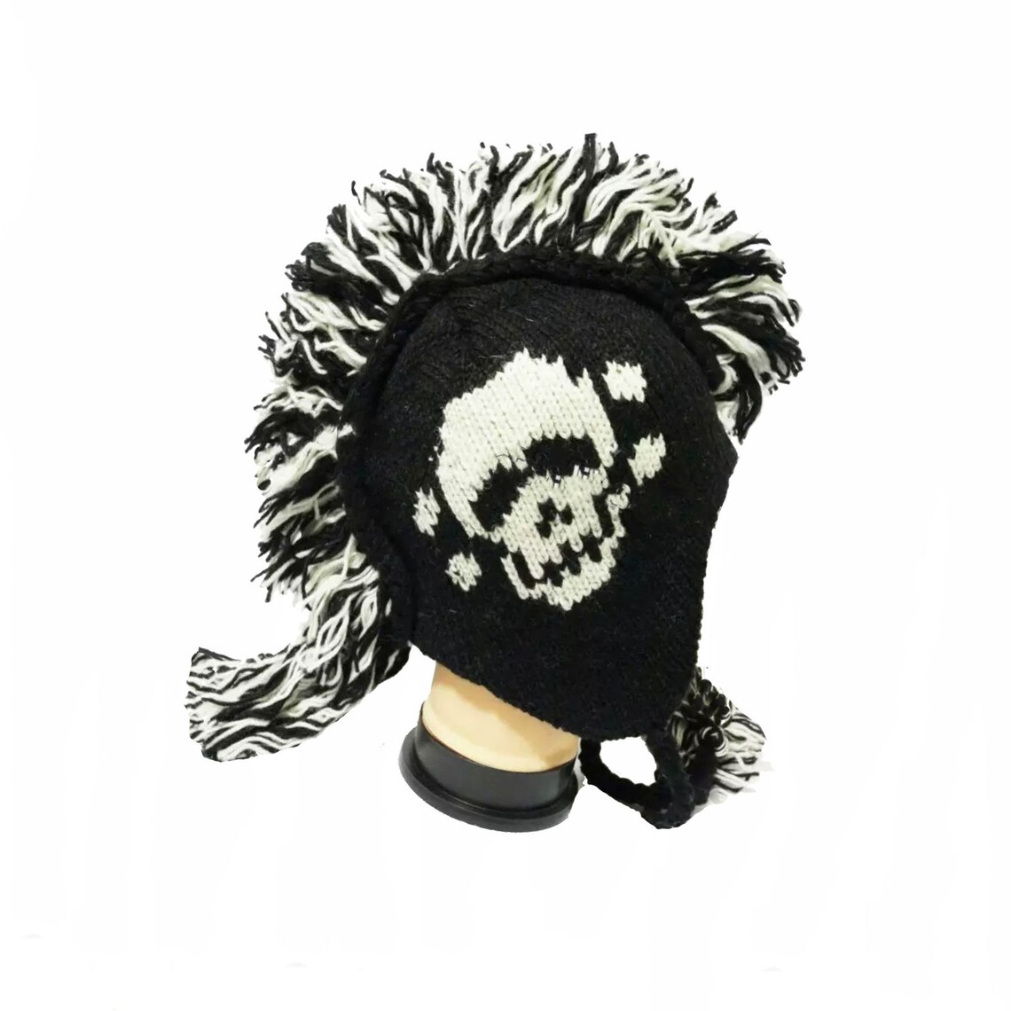 Handmade Black Skull Mohawk Hat - Etsy