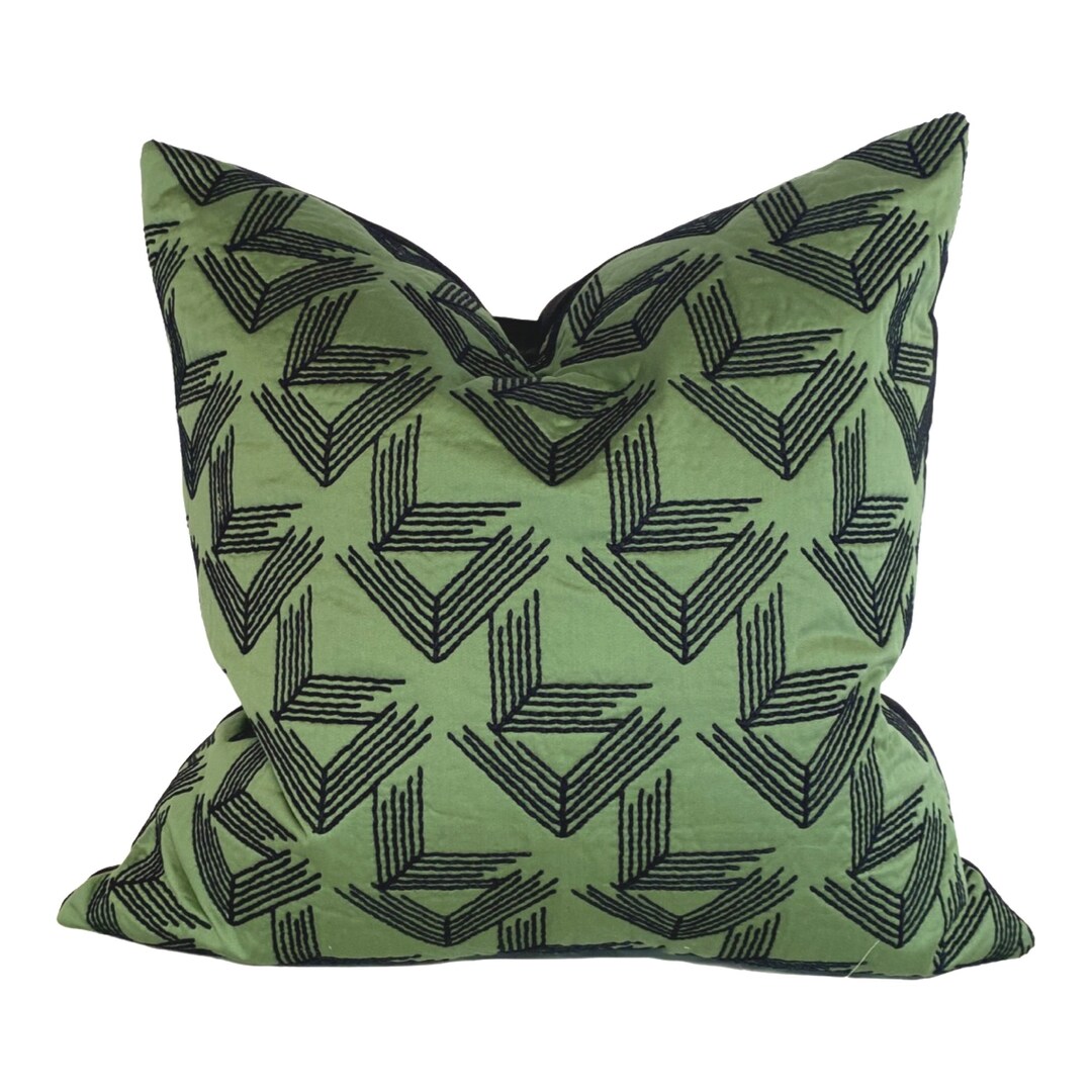 Schumacher V-step Pillow Cover in Green, 20" X 20" Inches, Decorative ...