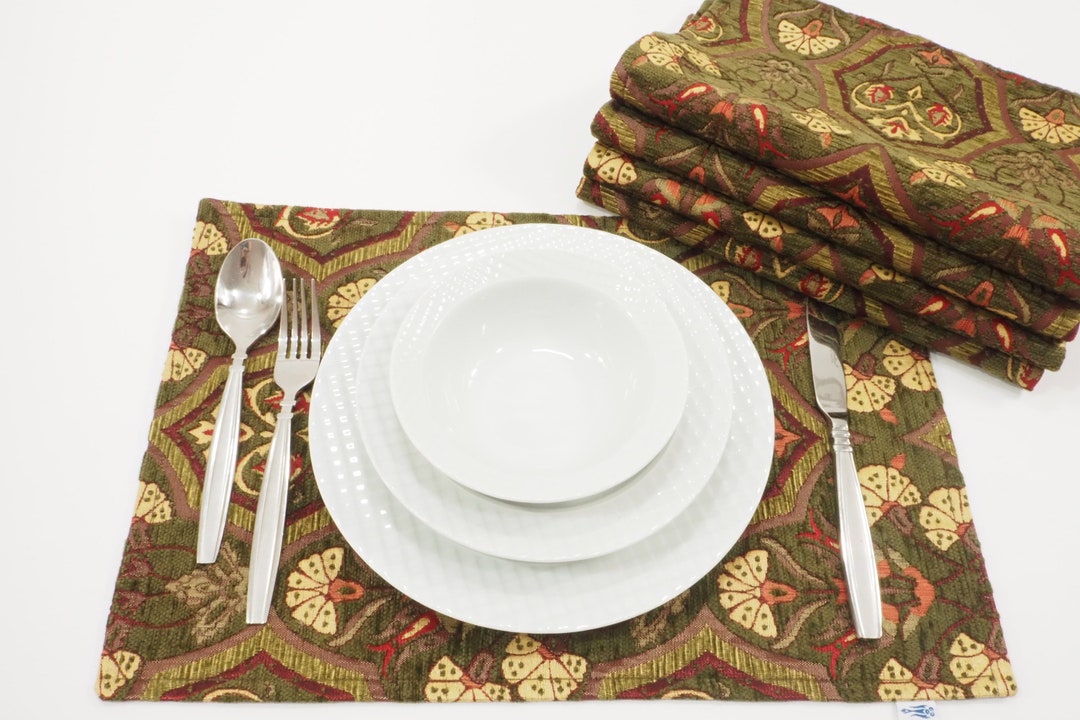 Turkish Moss Green Place Mats, Place Mats 12x18, Table Decor, Table ...