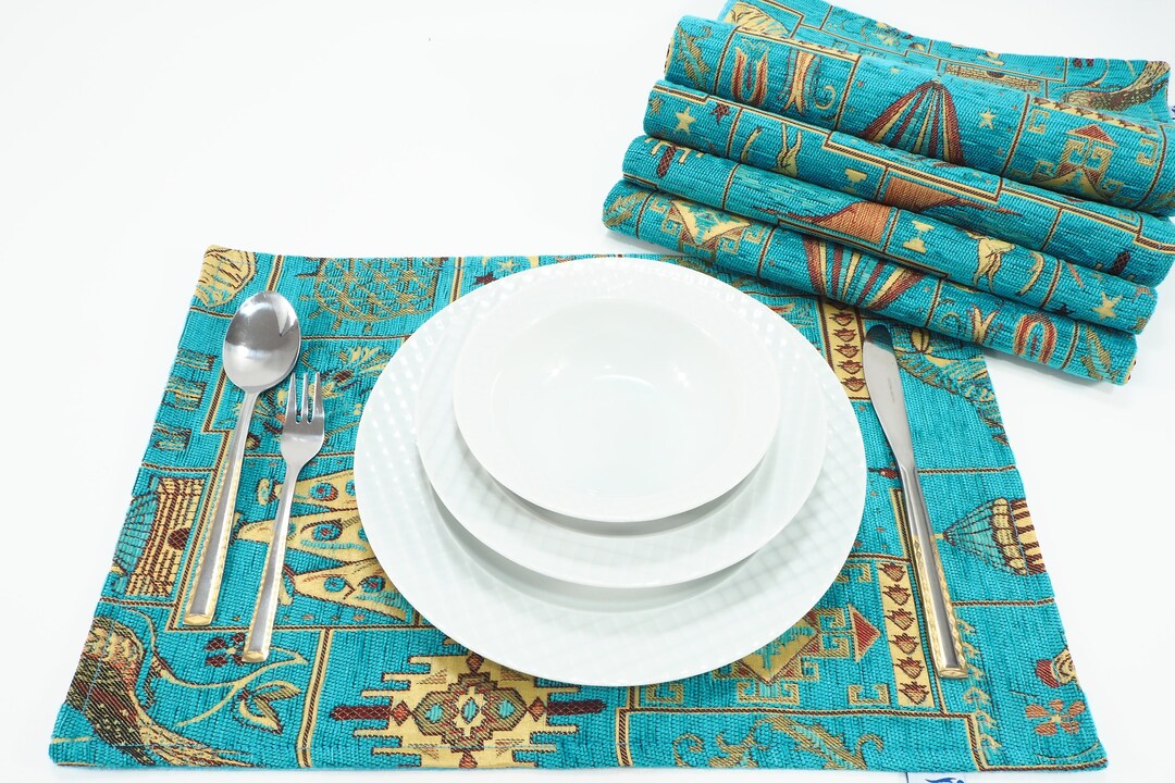 Turkish Turquoise Blue Place Mats, Place Mats 12x18, Table Decor, Table ...