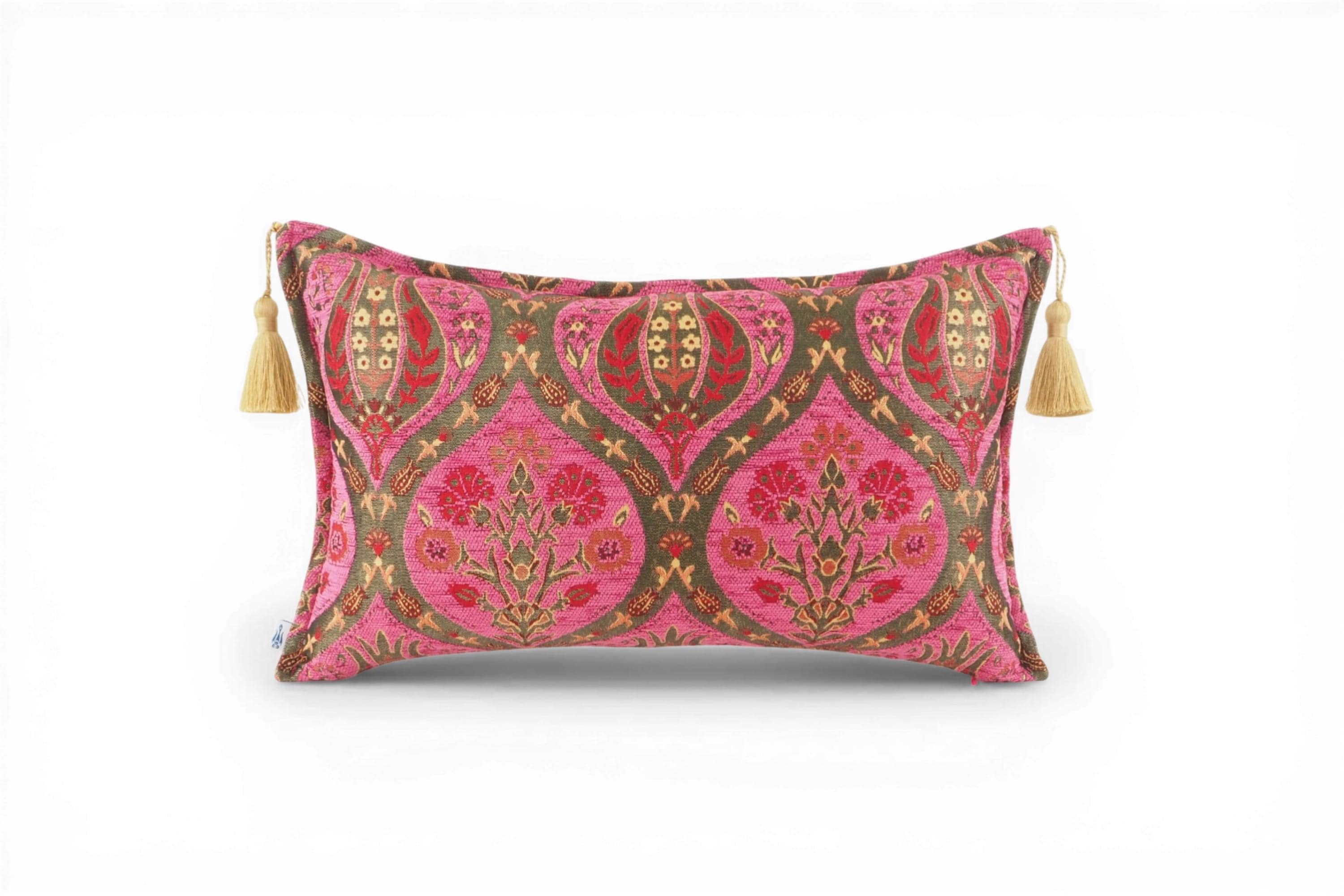 Turkish Pillow Cover 12x20 | Mazenda Pink Tulip Pattern | Decorative ...