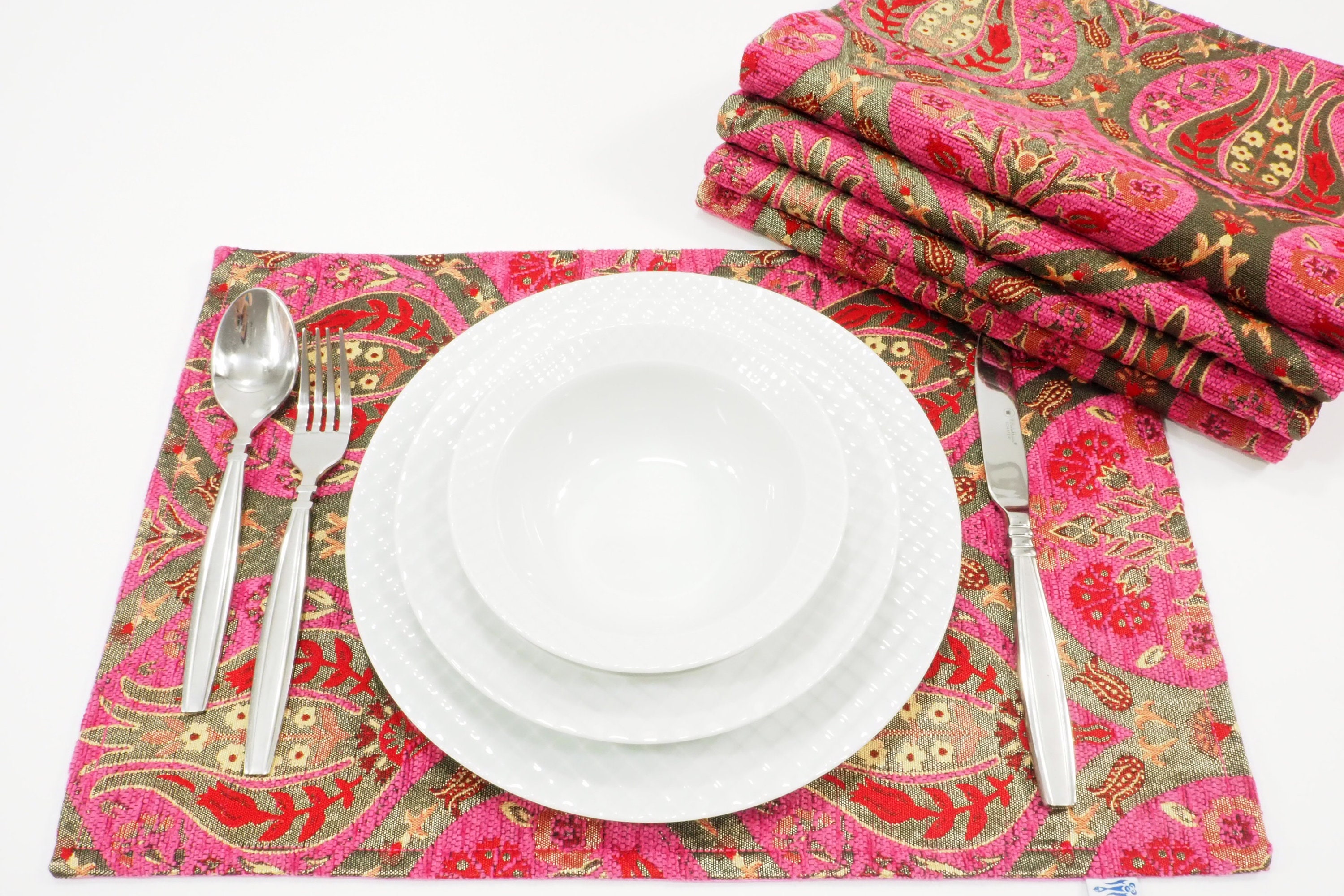 Place Mats, Place Mats 12x18, Table Mat, Turkish Mazenda Pink Place ...