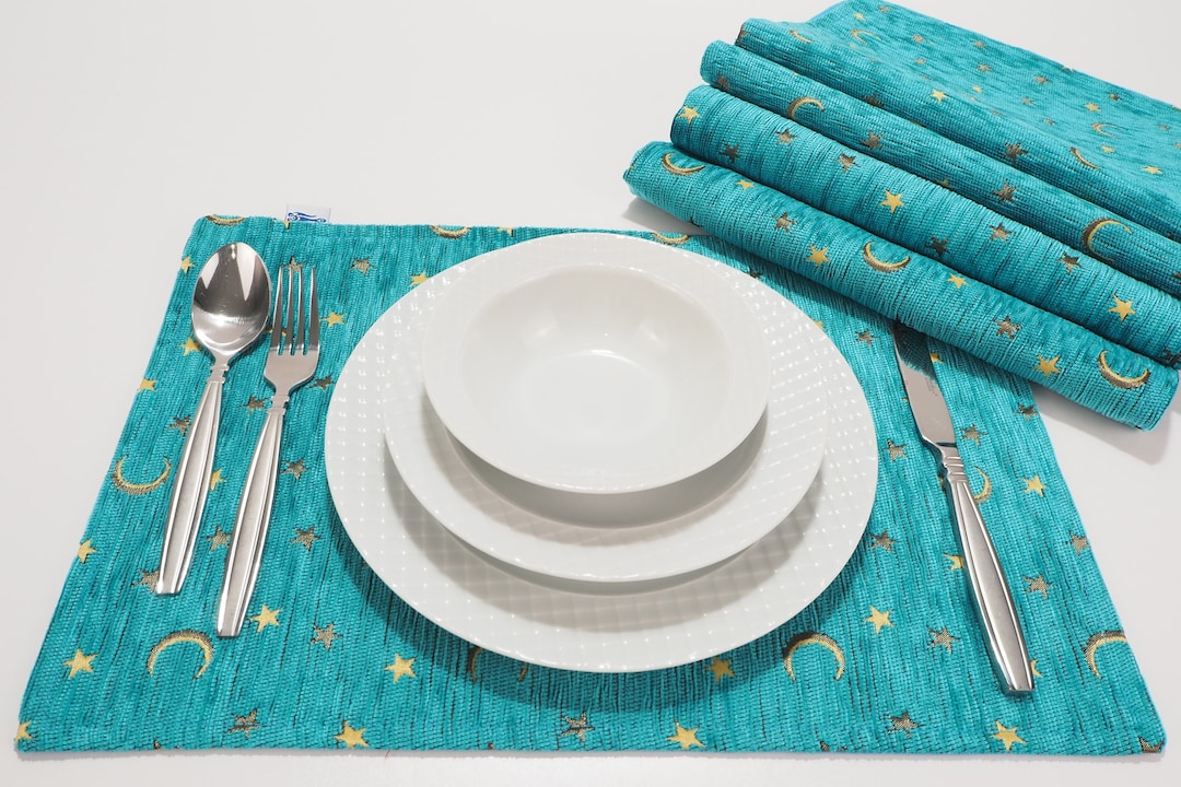 Turkish Turquoise Blue Place Mats, Place Mats 12x18, Place Mats Set of ...
