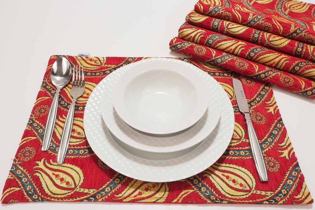 Turkish Red Place Mats, Place Mats 12x18, Table Decor, Table Decoration ...
