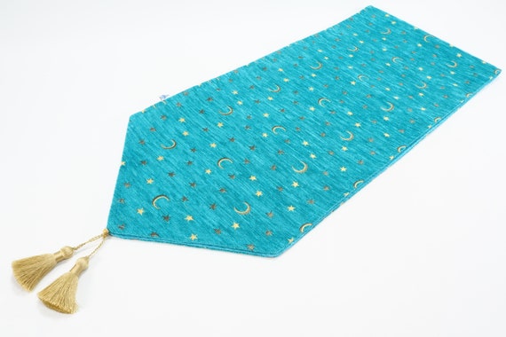 Table Runnerturquoise Blue Arabian Night Patternfabric Table - Etsy