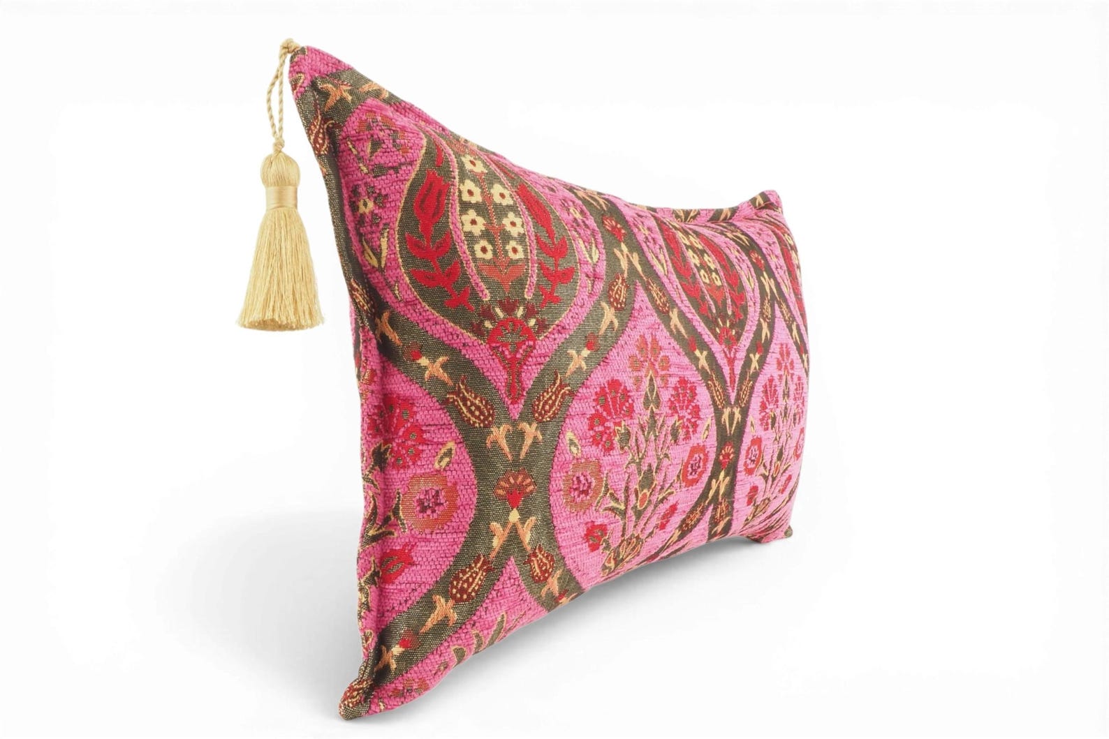 Turkish Pillow Cover 12x20 | Mazenda Pink Tulip Pattern | Decorative ...