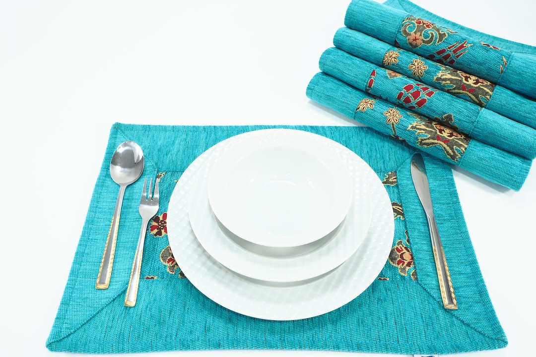Turkish Turquoise Blue Place Mats, Place Mats 12x18, Table Decor, Table ...