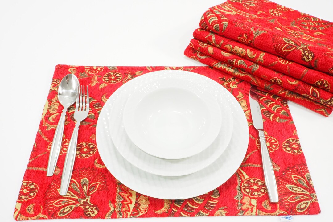 Place Mats, Place Mats 12x18, Table Mat, Turkish Red Place Mats, Table ...