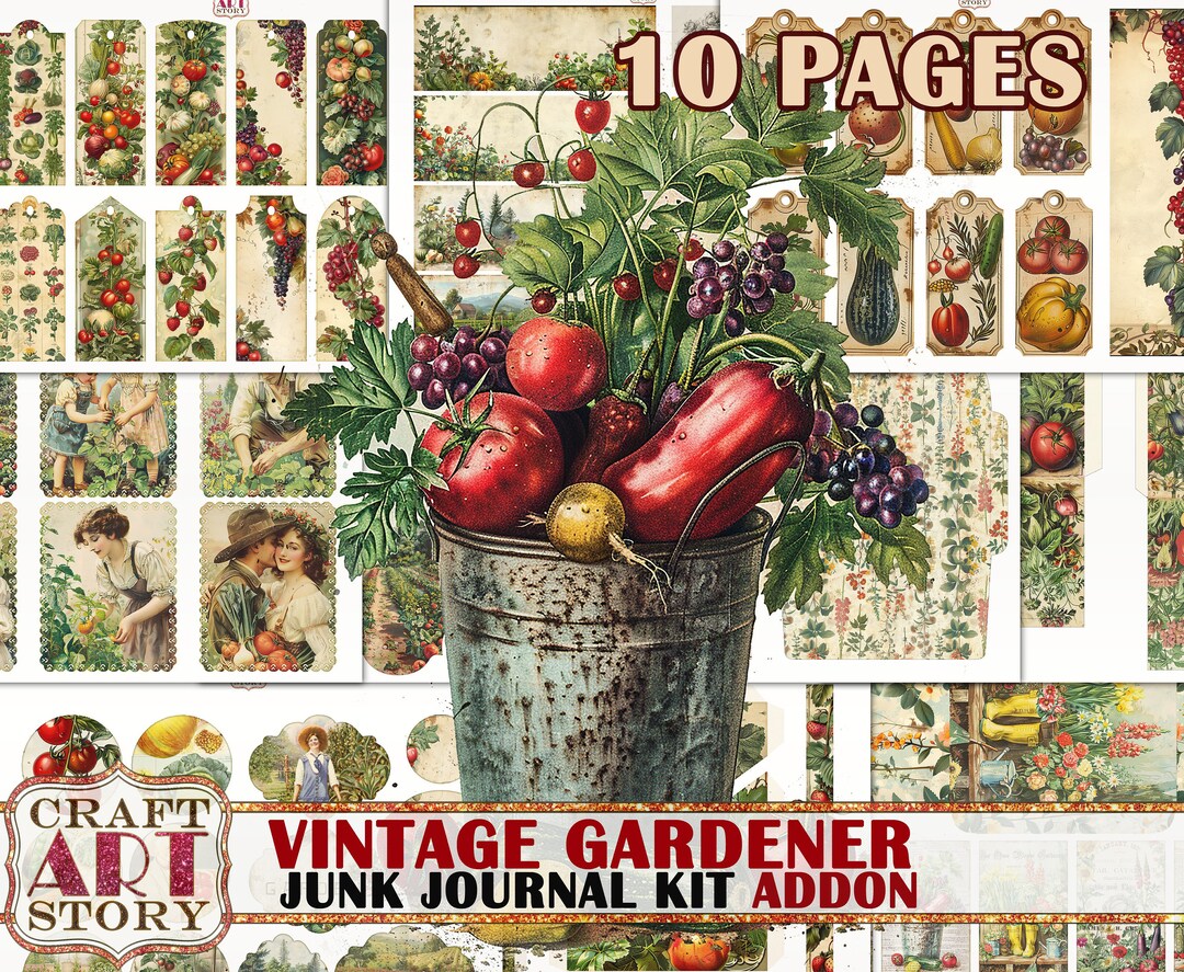 Vintage Gardener Junk Journal Pages ADDON, Printables Digital Papers ...