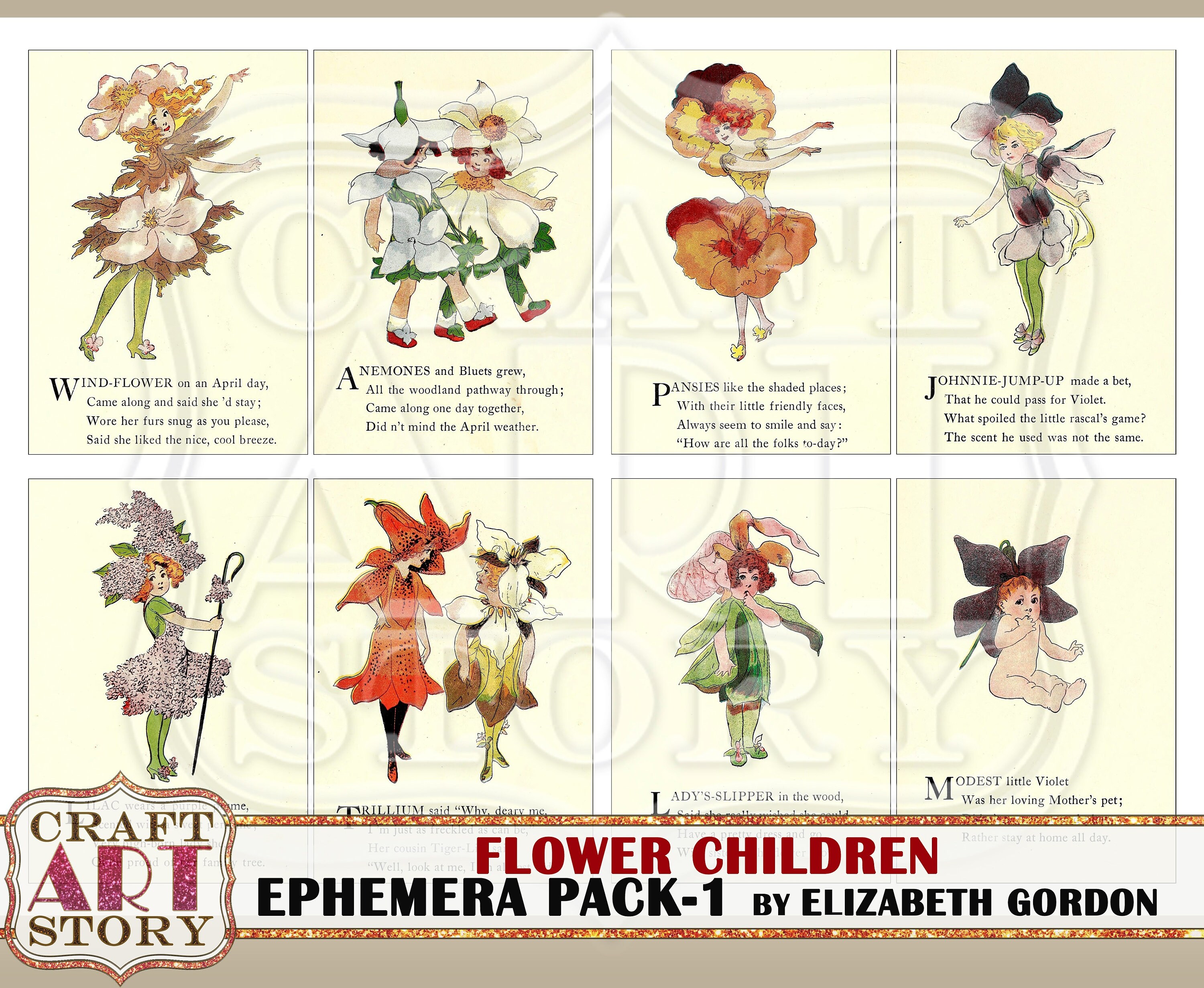 Vintage Flower Children Ephemera Pack-1flower Girls Printable - Etsy