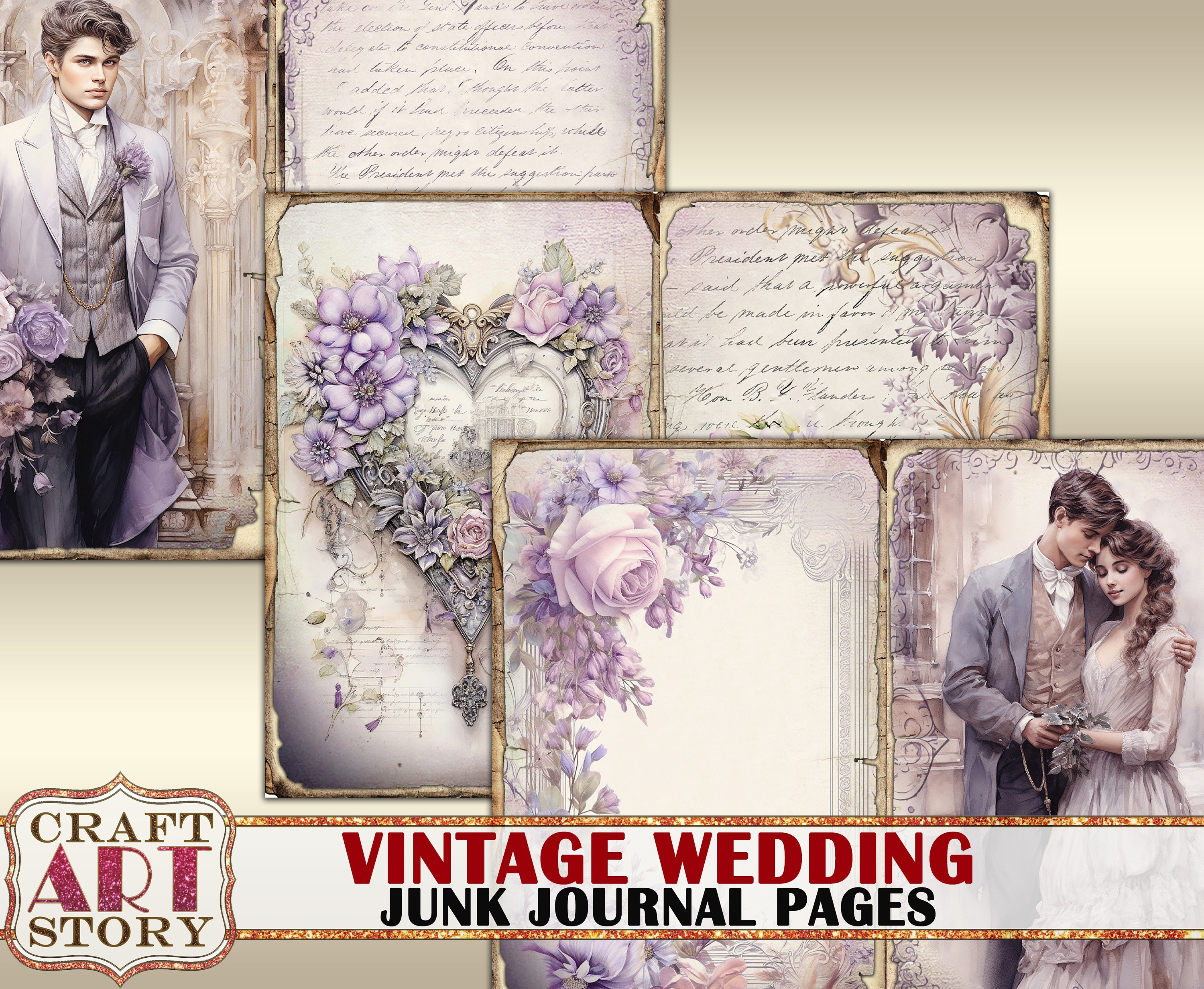 Vintage Wedding Junk Journal Pagesprintables Digital Papers - Etsy